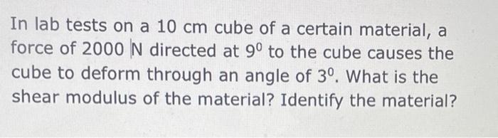 Solved In lab tests on a 10 cm cube of a certain material, a | Chegg.com
