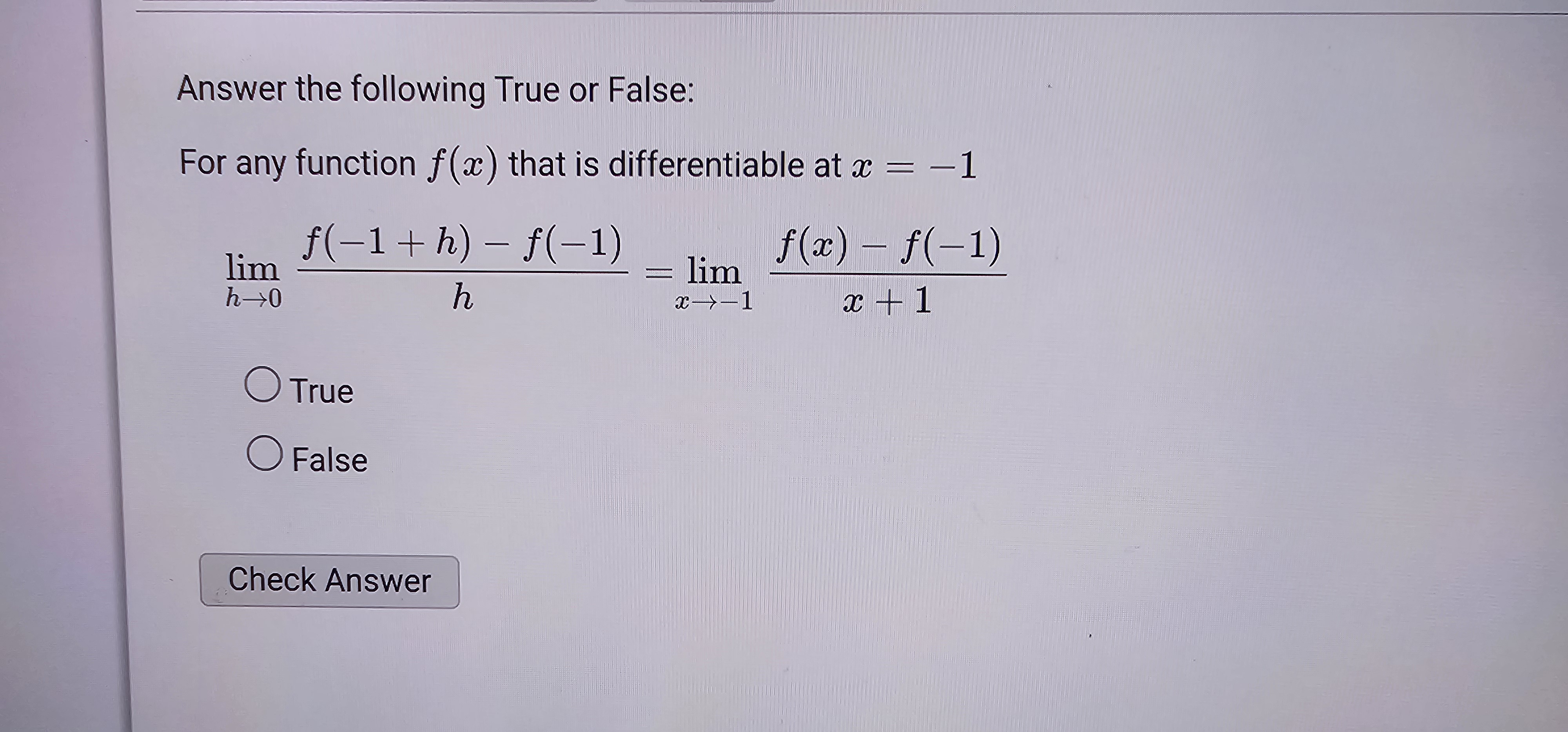 Solved Answer the following True or False:For any function | Chegg.com