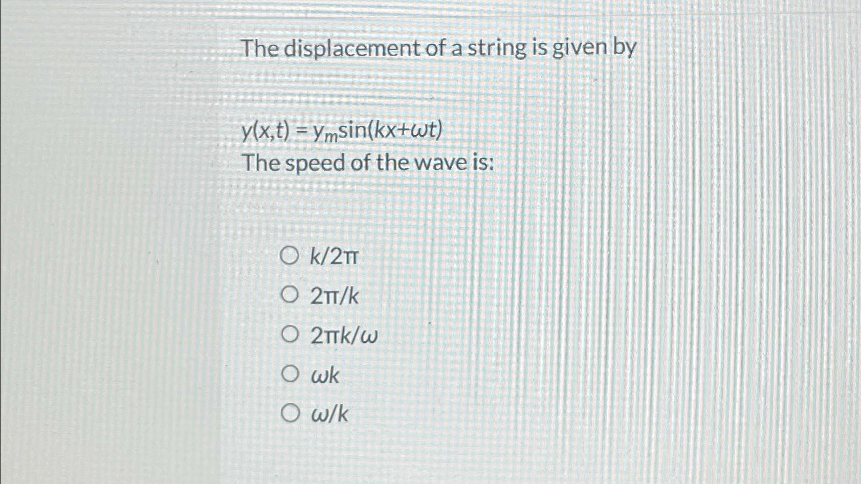 Solved The displacement of a string is given | Chegg.com