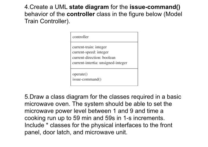Solved issue-command() 4.Create a UML state diagram for the | Chegg.com