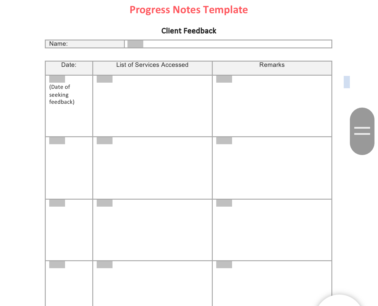 Solved Progress Notes TemplateClient FeedbackName: | Chegg.com