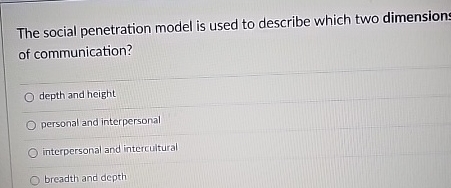 Solved The social penetration model is used to describe | Chegg.com