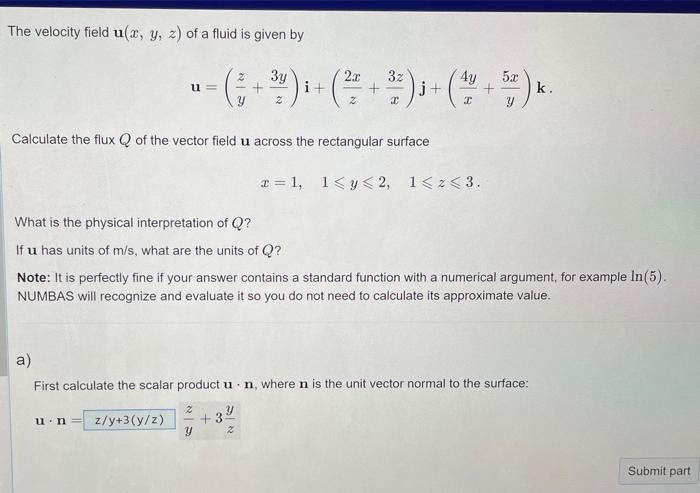 Solved The velocity field u(x,y,z) of a fluid is given by | Chegg.com