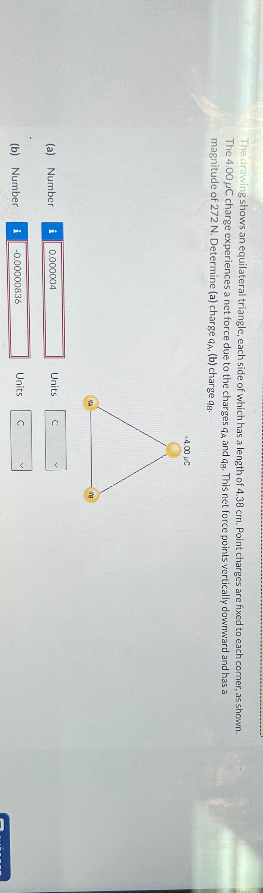 Solved The drawing shows an equilateral triangle, each side | Chegg.com