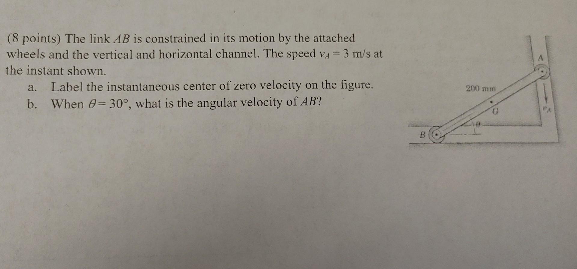 Solved (8 points) The link AB is constrained in its motion | Chegg.com