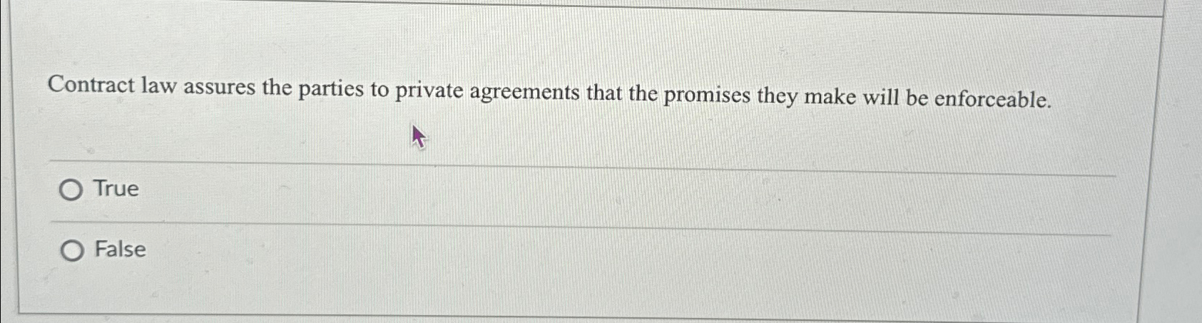 Solved Contract law assures the parties to private | Chegg.com