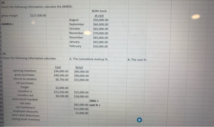 Solved Given the following information, calculate the GMROI: | Chegg.com
