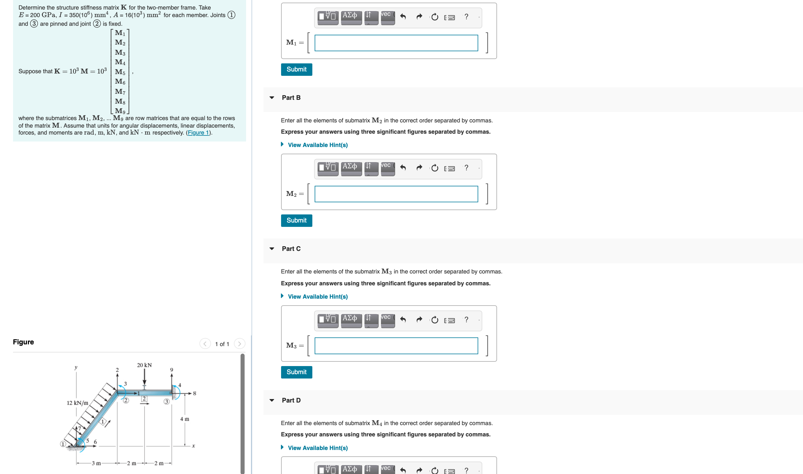 Solved Part AEnter all the elements of submatrix M1 ﻿in the | Chegg.com
