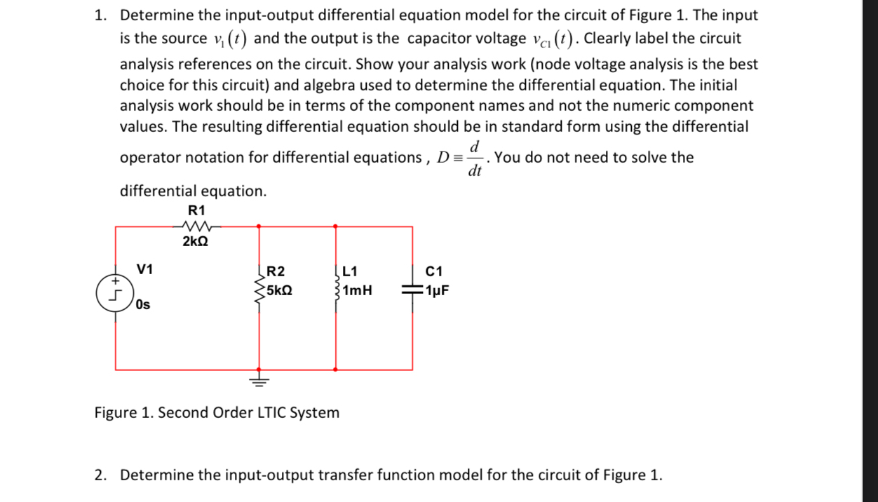 Solved Determine the input-output differential equation | Chegg.com