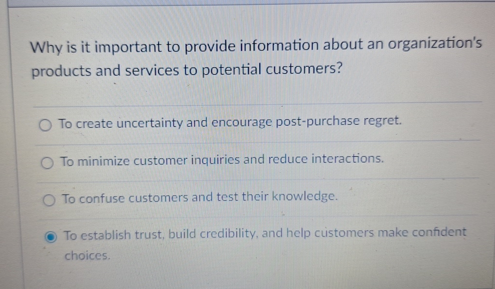 Solved Why is it important to provide information about an | Chegg.com