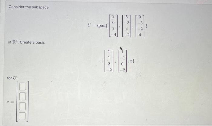 Solved Consider the subspace | Chegg.com