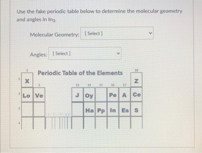 Solved Use the fake periodic table below to determine the | Chegg.com