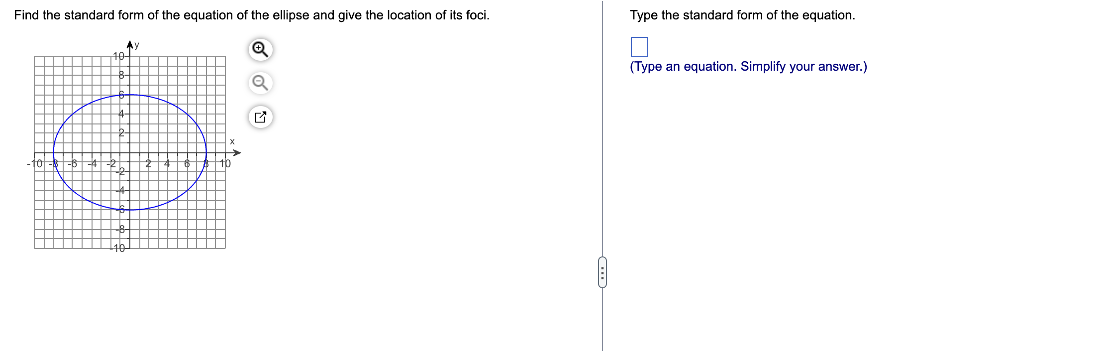 Solved Find the standard form of the equation of the ellipse | Chegg.com