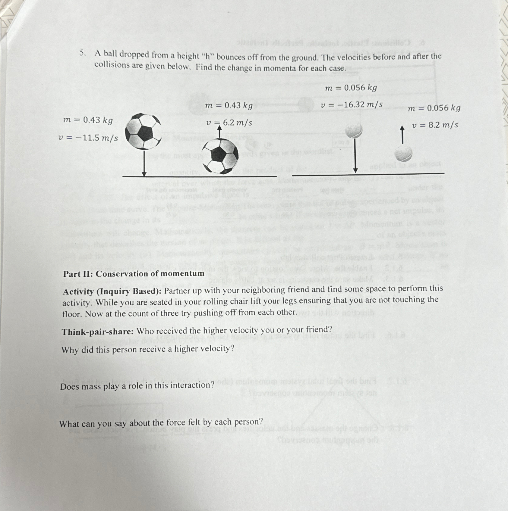 Solved A ball dropped from a height " h " ﻿bounces off from | Chegg.com