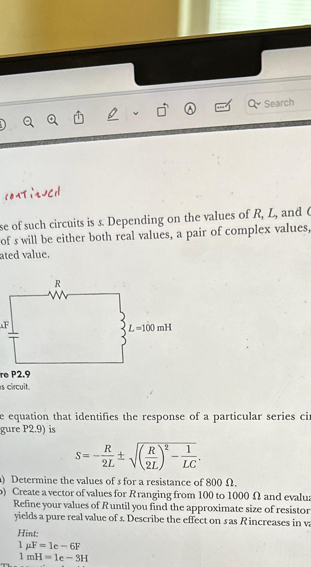 Solved L=100 ﻿mH and C= 1 ﻿microfarad Depending on the | Chegg.com