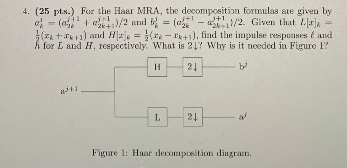 Solved 4. (25 pts.) For the Haar MRA, the decomposition | Chegg.com