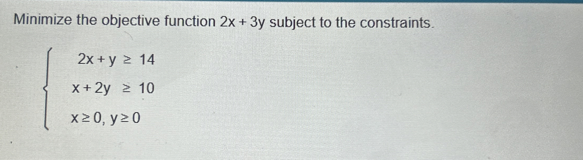 Minimize The Objective Function 2x 3y ﻿subject To The