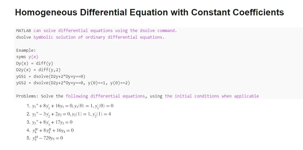 Solved Homogeneous Differential Equation with Constant | Chegg.com