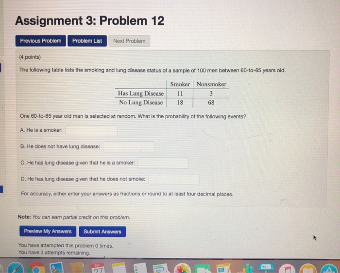 Solved Assignment 3: Problem 12 Previous Problem Problem | Chegg.com