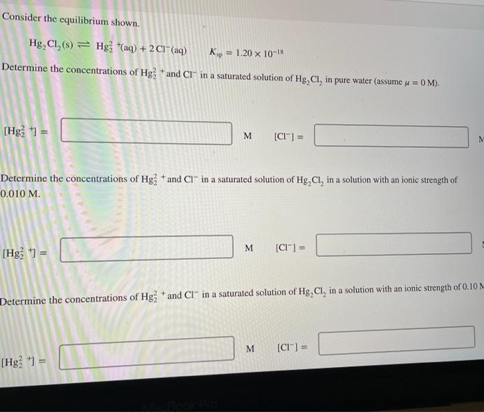 Solved Consider the equilibrium shown. Hg2Cl2( | Chegg.com