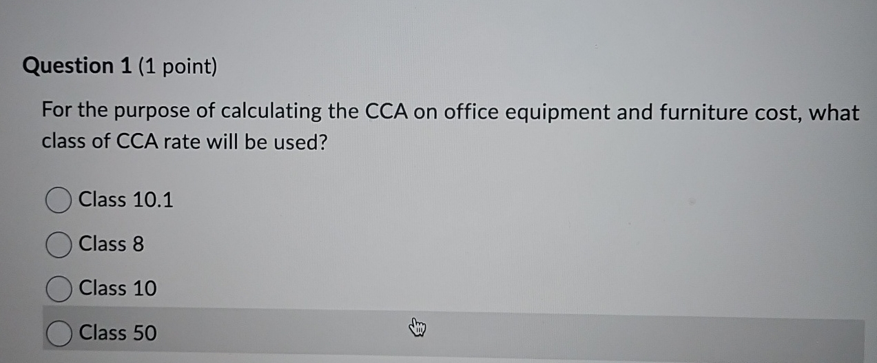 Solved Question 1 (1 ﻿point)For the purpose of calculating | Chegg.com