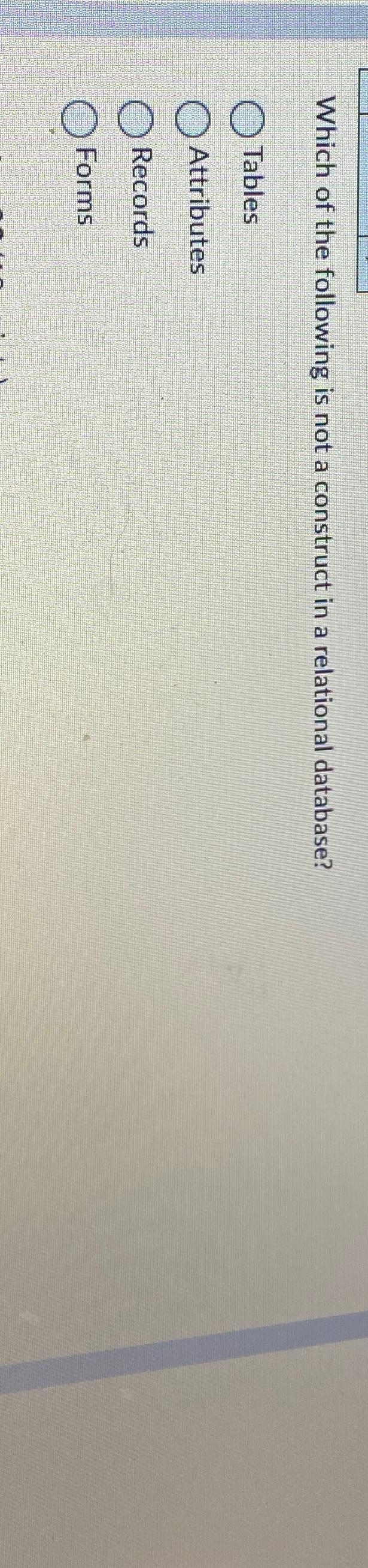 Solved Which of the following is not a construct in a | Chegg.com