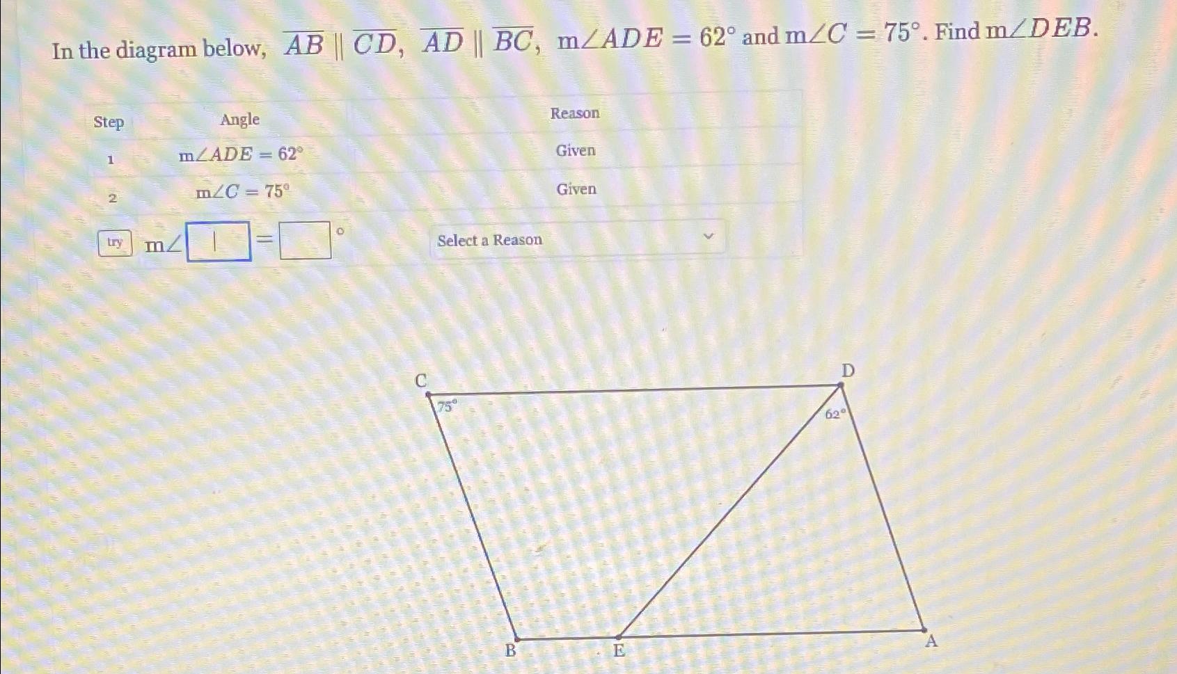 Solved In the diagram below, |)/(b|)/(b ﻿and m?C=75°. ﻿Find | Chegg.com