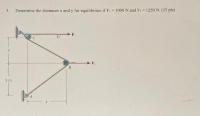 Solved 3. Determine the distances x and y for equilibrium if | Chegg.com