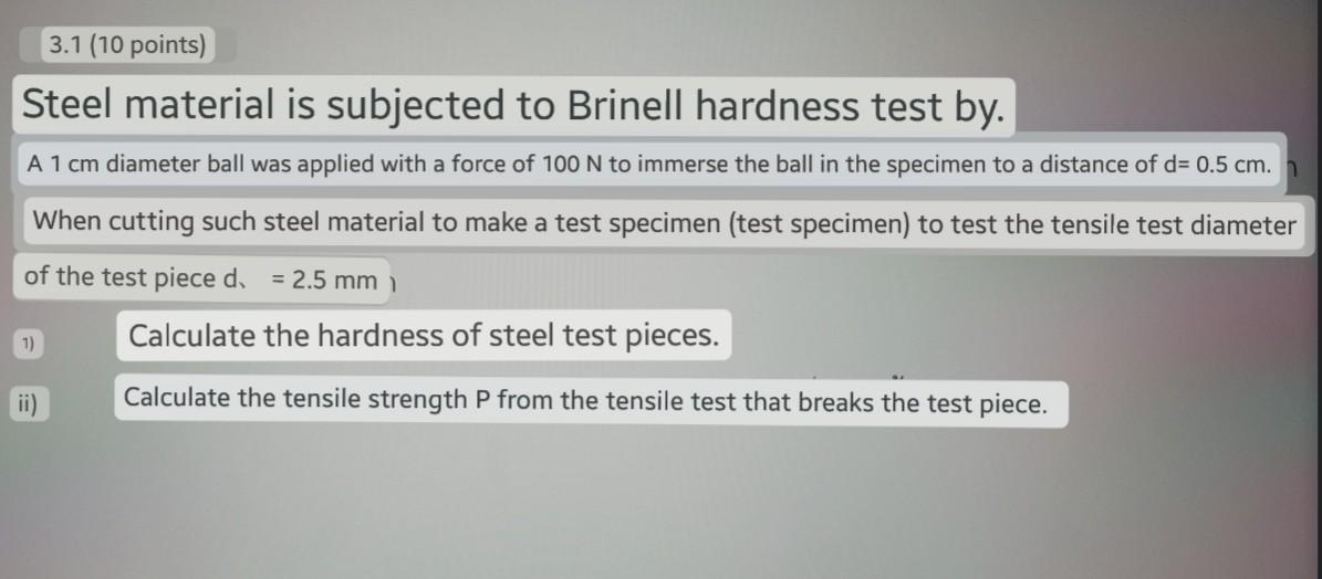 Solved Calculate the tensile strength P from the tensile | Chegg.com
