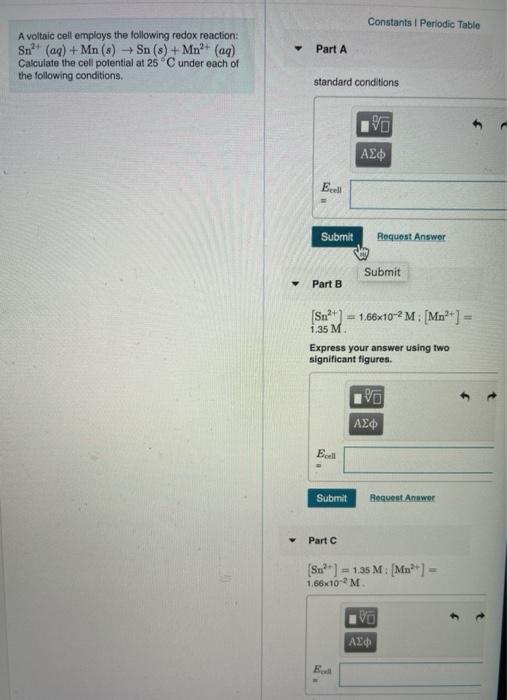 Solved Constants Periodic Table Part A A voltaic cell | Chegg.com