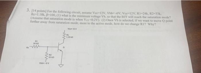 Solved 3. [14 points] For the following circuit, assume | Chegg.com