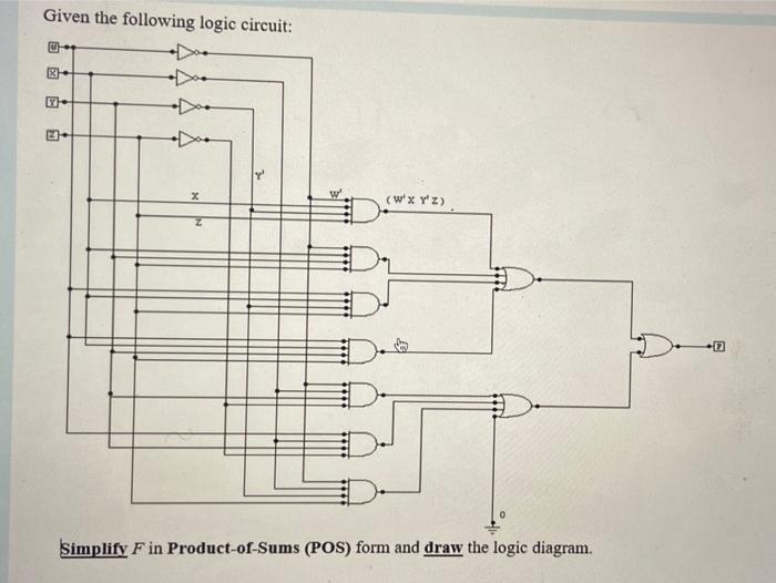 Solved Given the following logic circuit: 区 w (W'* Y'Z) 2 0 | Chegg.com