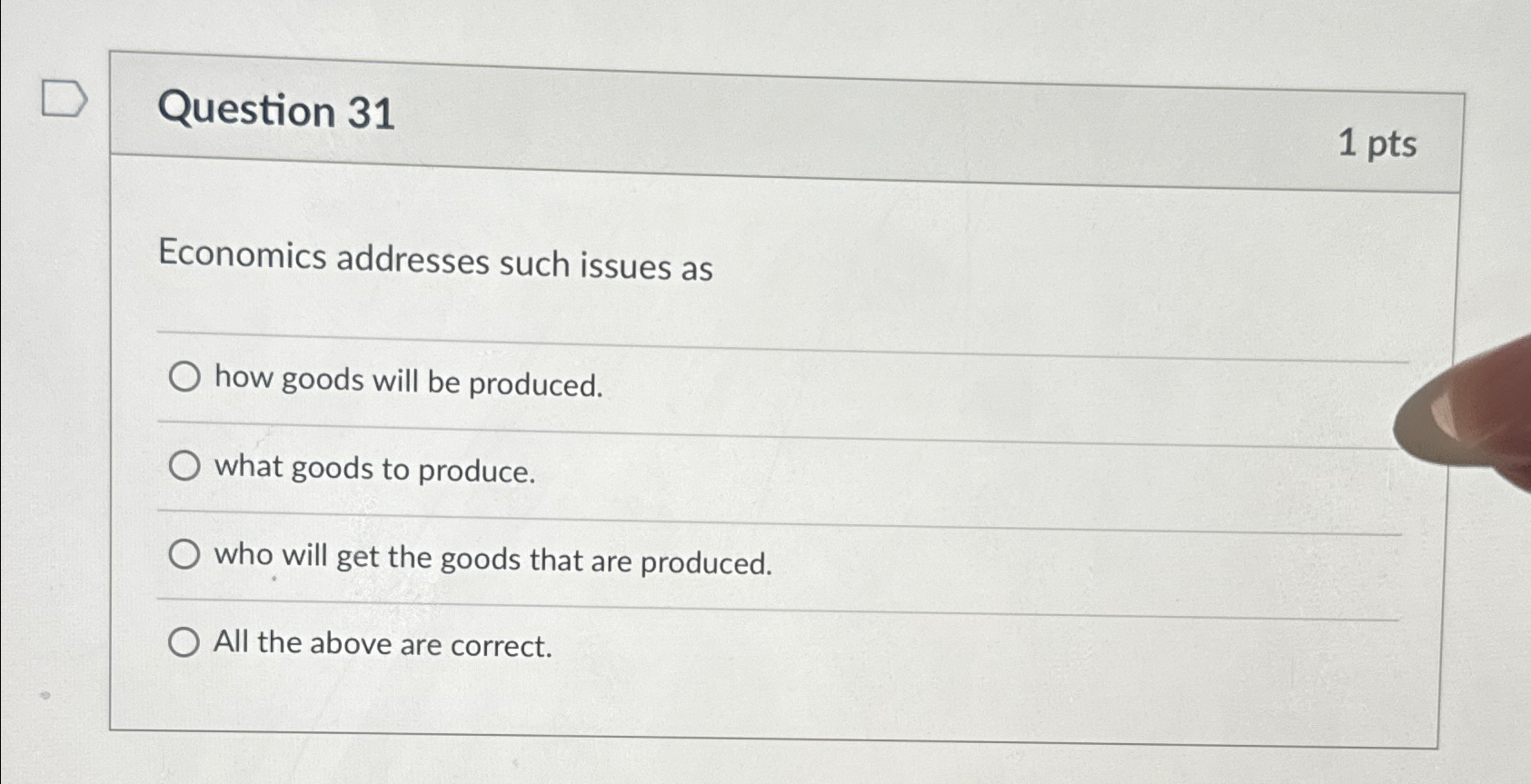 Solved Question 311ptsEconomics addresses such issues ashow | Chegg.com