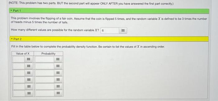 Solved (NOTE: This problem has two parts. BUT the second | Chegg.com