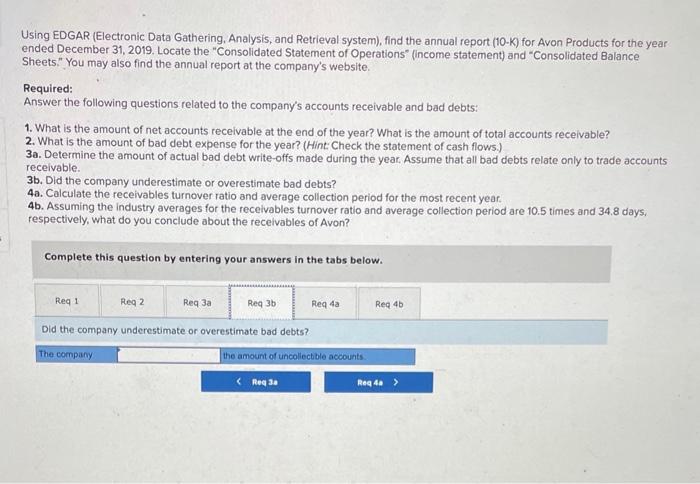 Solved Using EDGAR (Electronic Data Gathering. Analysis, and | Chegg.com