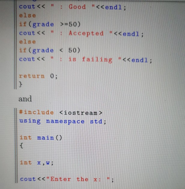 Solved Examples: CPP Codes #3 1 If statement: #include | Chegg.com