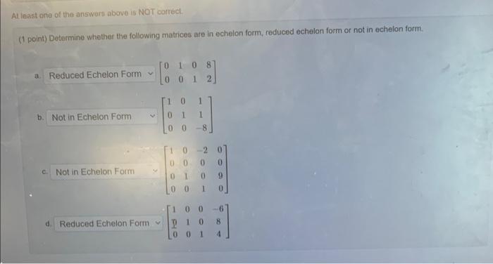 Solved (1 point) Determine whether the following matrices | Chegg.com