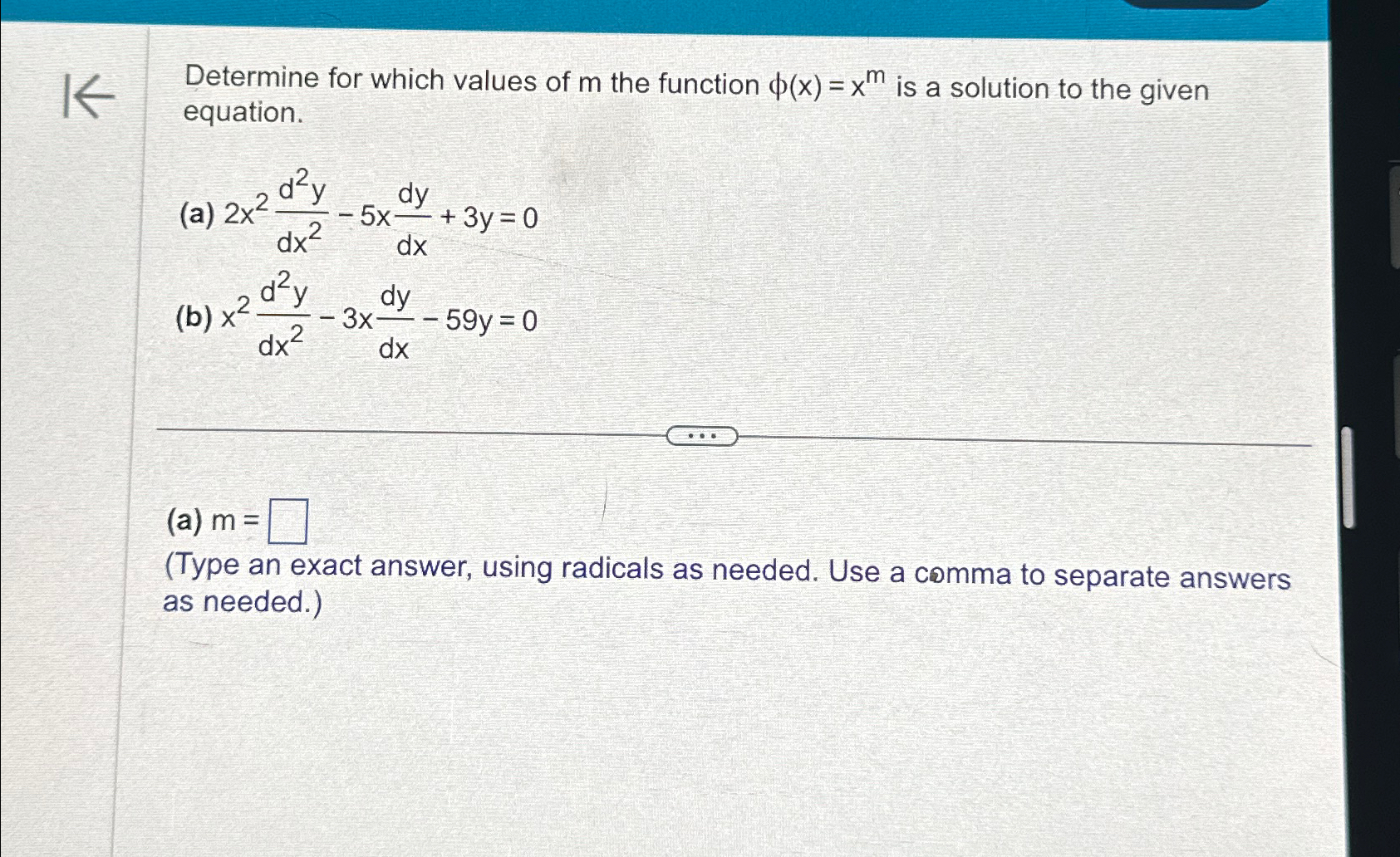 Solved Determine for which values of m ﻿the function φ(x)=xm | Chegg.com