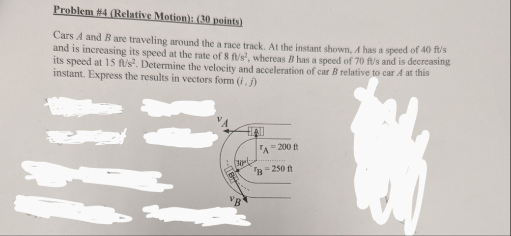Solved Problem #4 (Relative Motion): ( 30 ﻿points)Cars A and | Chegg.com