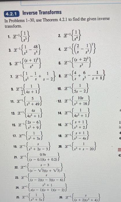Solved 4.2.1 Inverse Transforms In Problems 1–30, use | Chegg.com
