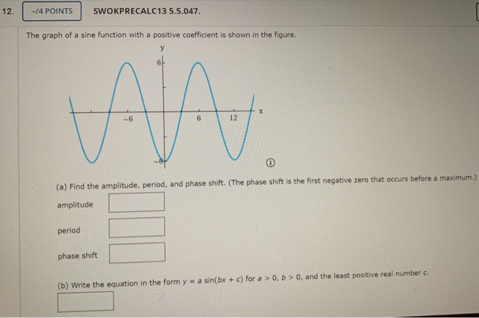 Solved The graph of a sine function with a positive | Chegg.com