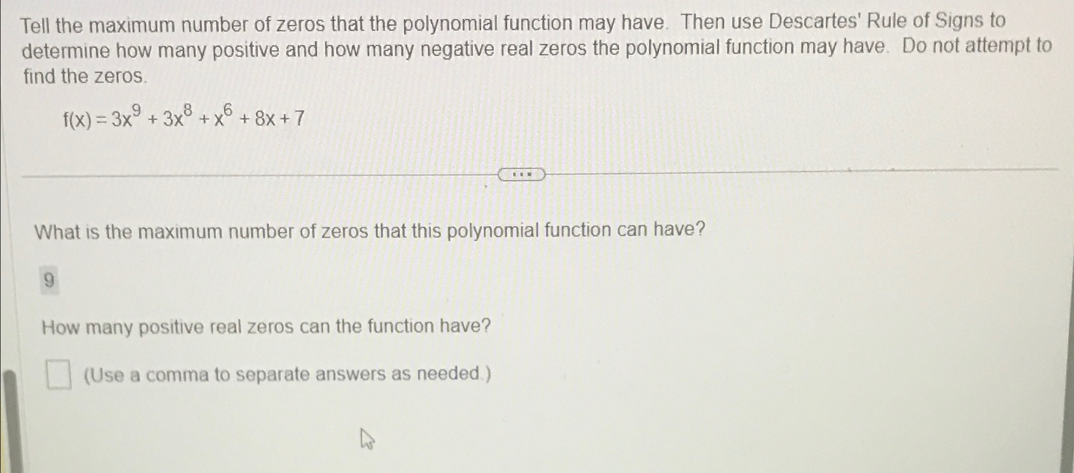 Tell the maximum number of zeros that the polynomial | Chegg.com