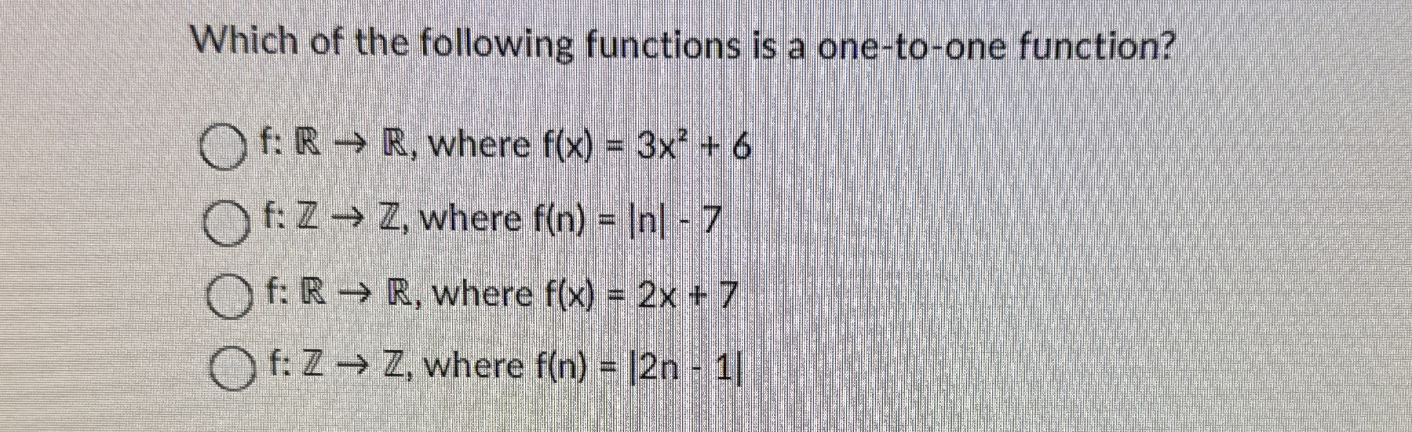 Which of the following functions is a one-to-one | Chegg.com