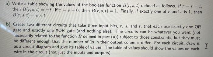 Solved a) Write a table showing the values of the boolean | Chegg.com