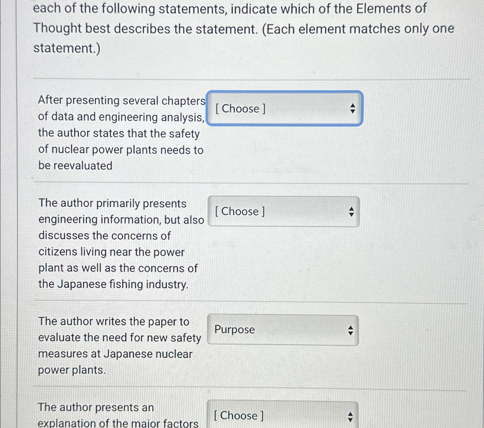 Solved each of the following statements, indicate which of | Chegg.com