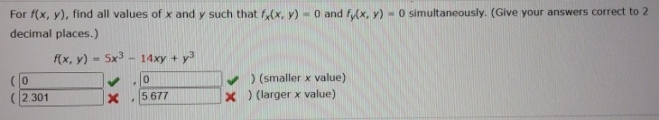 Solved For f(x,y), ﻿find all values of x ﻿and y ﻿such that | Chegg.com