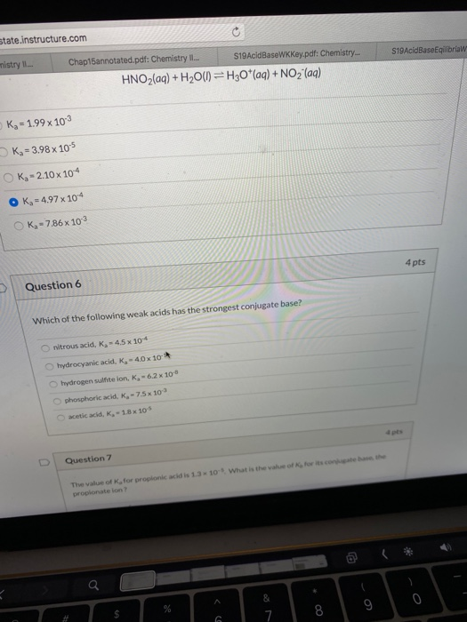Solved state instructure.com S19AcidBase Eqilibria mistry | Chegg.com