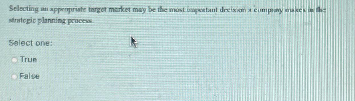 Solved Selecting an appropriate target market may be the | Chegg.com
