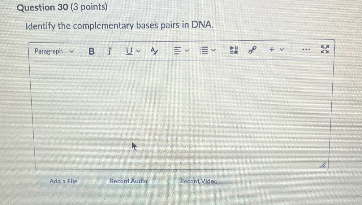 Solved Question 30 (3 ﻿points)Identify the complementary | Chegg.com