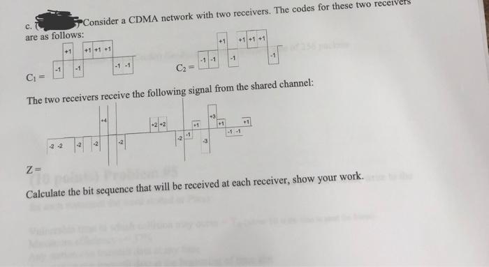 Solved c. Consider a CDMA network with two receivers. The | Chegg.com